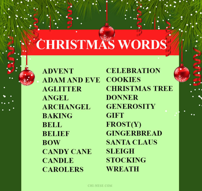 50+ Christmas Words From A to Z With Images & Meanings (+ Cards)
