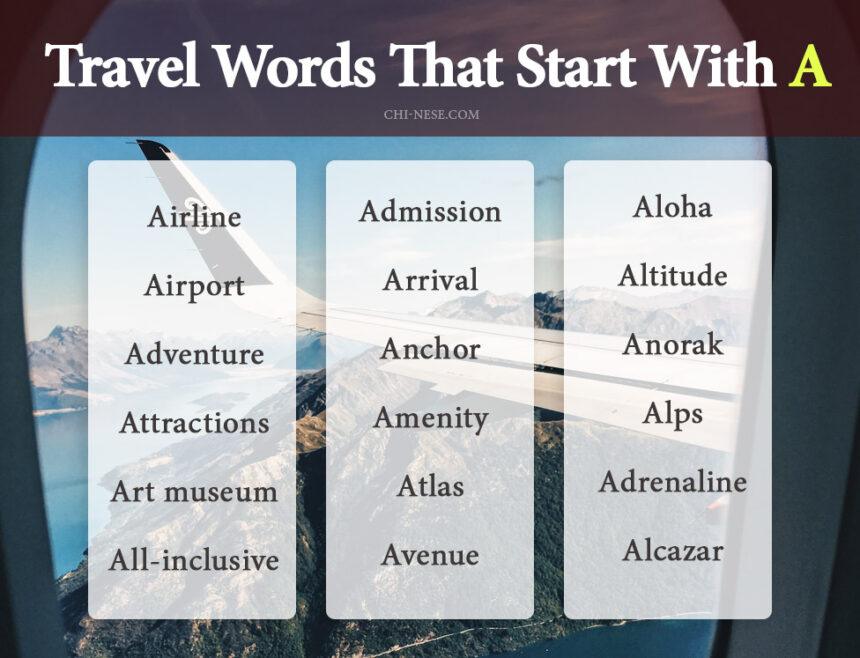 Travel Words That Start With A (Adjectives, Verbs, Countries, Capitals)